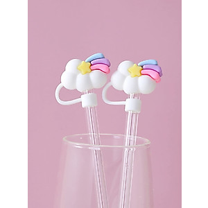 4 Pcs Straw Covers Cap for Reusable Straws Cloud Straw Covers Shooting Star Straw Caps Covers Silicone Straw Plugs Reusable Cloud Shape Straw Toppers Protector