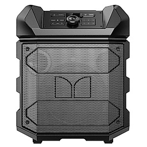 Monster Rockin’ Roller 4MAX | 100W Indoor/Outdoor Portable Bluetooth Speaker, Water Resistant | Up to 25 Hours Playtime, Karaoke Microphone, Telescoping Handle, Wheels, FM Radio, & USB Charging