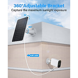 Upgraded Solar Panel Charging Compatible with Pro 5S, Arlo Pro 4, Pro 3, Pro 3 Floodlight, Ultra 2, Ultra, 4W Solar Panel with 9.8ft Charging Cable, IP65 Waterproof, Includes Secure Wall Mount, 2 Pack