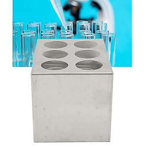 Fockety 6 Holes Test Tube Rack, 3 Tiers Stainless Steel Test Tube Holder for 50ml Test Tubes, Sturdy Structure Lab Test Tube Rack, 30mm/1.18in in Diameter, Centrifuge Tube for Laboratory