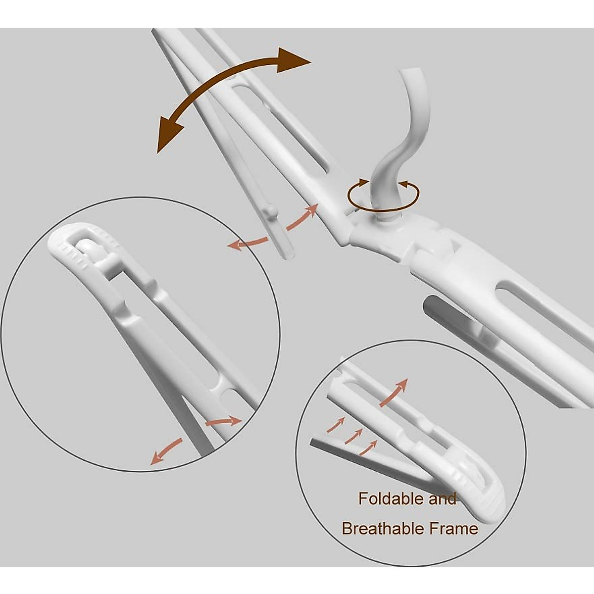 Fineget Folding Clothes Skirt Shirt Hangers with Clips Plastic Coat Travel Shoes Socks Shorts Hangers Foldable Collapsible Closet No Slip Heavy Duty White Hangers Retail Organizer 4 PCS + 8 Clips