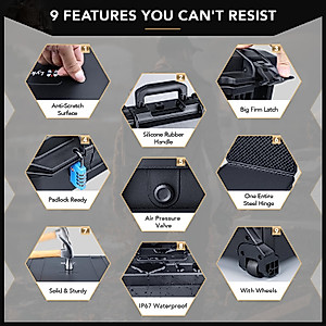 Lykus HC-5220 Waterproof Hard Case with Wheels and Customizable Foam, Interior Size 20.5x14.2x9.7 inch, Suitable for cameras, lenses, electronic equipment and more