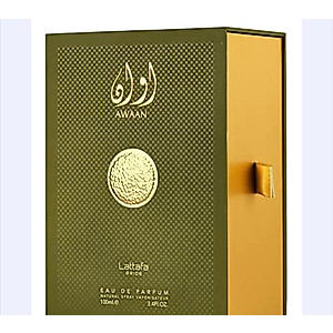 Lattafa Awaan Gold Eau De Parfum Spray for Unisex, 3.4 Ounce