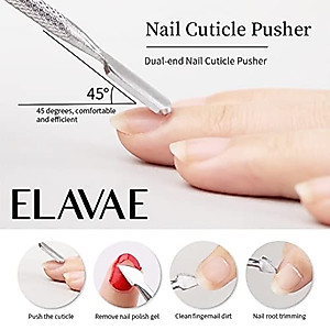 Elavae Instant Cuticle Remover 2 OZ. Gel Cream and Stainless Steel Cuticle Pusher Tool. Works as a Cuticle Softener and Remover Without a Cuticle Trimmer or Nipper. Easy Home Manicures and Pedicures.