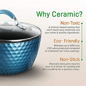 NutriChef Nonstick Cookware Excilon | Home Kitchen Ware Pots & Pan Set with Saucepan, Frying Pans, Cooking Pots, Lids, Utensil PTFE/PFOA/PFOS Free, 11 Pcs, Royal Blue