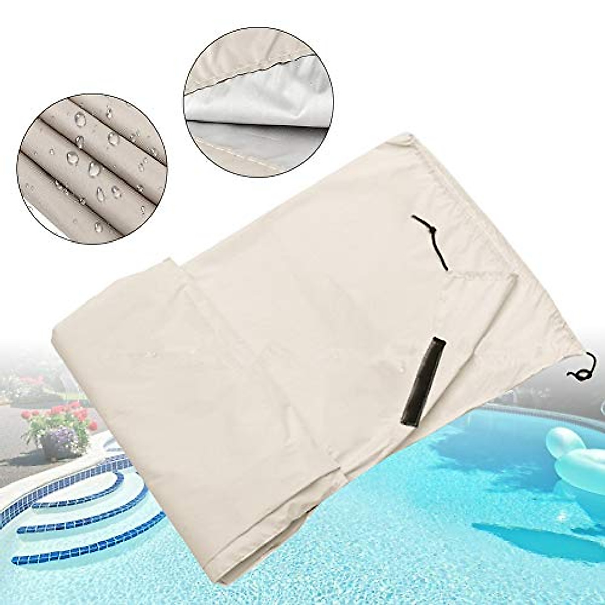 Pool Roll Cover Air Swimming Lightweight Beige Open Dustproof Waterproof Pool Protector for Outdoor Heavy Duty Garden(M550*96cm)