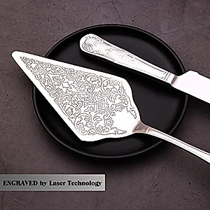 ZIMFANQI Wedding Cake Knife and Server Set,Stainless Steel Vintage Cake Cutting Utensils for Wedding, Birthday,Premium Elegant Keepsake for Newlyweds