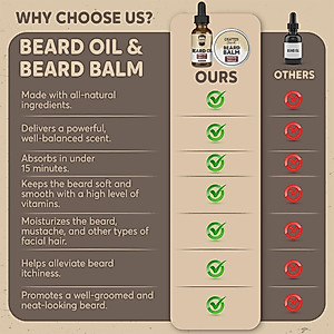 Deluxe Beard Oil and Beard Balm - For a Softer, Smoother, Moisturized Beard - Made with All-Natural and Organic Ingredients - Leave in Conditioner - Beard Care Kit for Men - Tobacco Vanilla Scent