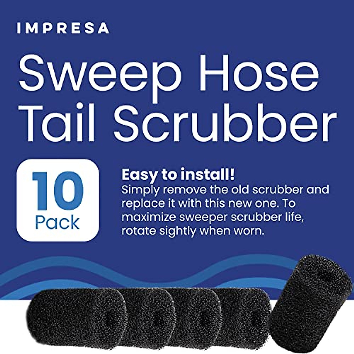[10 Pack] Impresa Tail Scrubber for Polaris Vac- Sweep Pool Cleaner Hose Tail - Fits 180, 280, 360, 380, 480, 3900 Sport - Tailsweep Foam