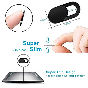 SIREG Webcam Cover Slide Ultra Thin - Web Camera Cover fits Laptop,Tablet,Computer, Smartphone, Protect Your Privacy and Security,Strong Adhesive (Black 3 Packs)