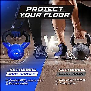 Yes4All Vinyl Coated Kettlebell Weights Set – Great for Full Body Workout and Strength Training – Vinyl Kettlebell 15 lbs