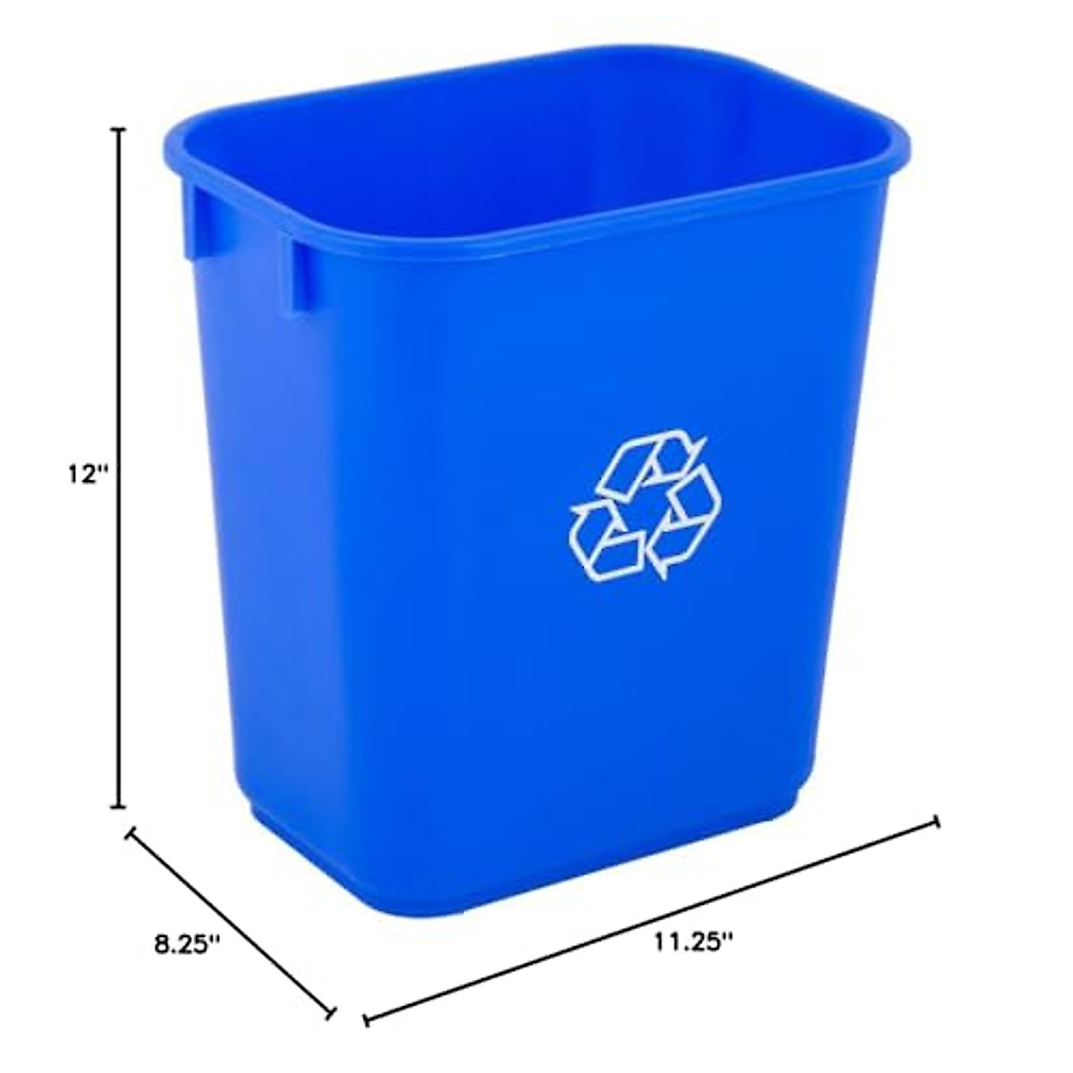 PRO&Family 13 Qt. / 3 Gallon / 11 Liters Blue Rectangular Recycling Wastebasket.Trash Bin Kitchen Garbage Can Waste Basket Recycle Bin