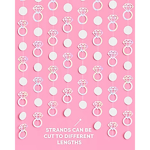 xo, Fetti Iridescent Engagement Ring Garland - 4 pcs, 12' | Bachelorette Decorations, Tying The Knot Bride Bach Decor, Engagement Party Photo Booth Backdrop, Proposal Supplies