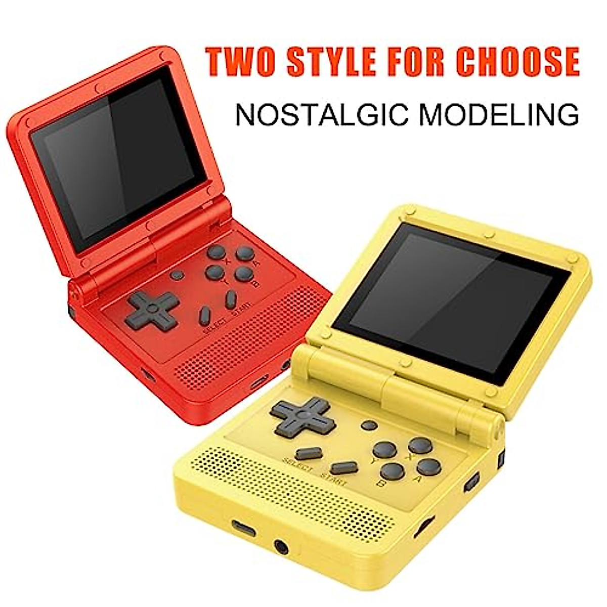 Powkiddy V90 Mini Foldable Handheld Retro Game Console 64G with 6000 Games, 3.0-inch IPS Screen Portable Arcade Rechargeable Games Emulators for Kids and Adults (Red)