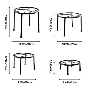 Ailibre 4-Pack Metal Plant Stands, Heavy Duty Iron Flower Pot Stand, Indoor Outdoor Metal Rustproof Planter Container Round Supports Display Rack for Home & Garden Decor