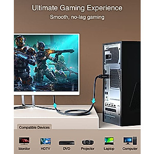 BlueRigger 8K DisplayPort Cable 1.4 (10FT, 32.4Gbps, HDR10+, DP to DP, 8K@60Hz, 4K@144Hz, 2K@165Hz, 1080p@240Hz) Display Port 144Hz per VESA Specifications for Laptop PC Graphics Card, Gaming Monitor