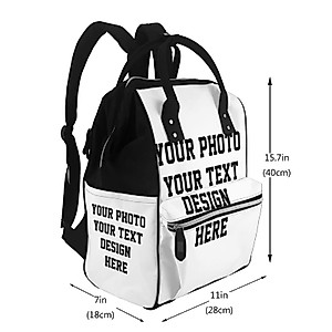 Adaptor Personalized Diaper Bag Custom Diaper Backpack with Picture/Text Waterproof Mummy Backpack for Mom, Outdoor, Travel