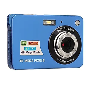 Pocket Digital Camera for Kids, 4K 8X Zoom Anti Shake Vlogging Camera with 2.7in LCD Screen, Built in 550mAh Battery, Gifts for Students Teens Adults Girls Boys (Blue)