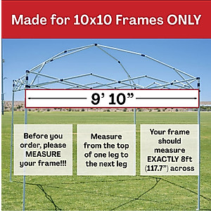 10x10 Pop Up Canopy Top Replacement Cover 118 Inches (Top Only)