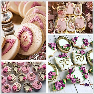 Photo Frame Fondant Mold - 6 Pack Picture Frames crown flower Silicone Mold for Cake Decorating, Sugar, Gum Paste, Chocolate, Cookies, Resin, Polymer Clay - Pink