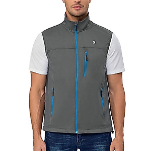 Little Donkey Andy Men's Softshell Vest, Lightweight Golf Vest Windproof Sleeveless Cycling Jacket for Running, Hiking (Pure Grey M)