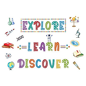 TOARTI Learn Discover Explore,Science Wall Sticker for Classroom,School Science Education,Science Laboratory Wall Decals,Classroom School Supplies