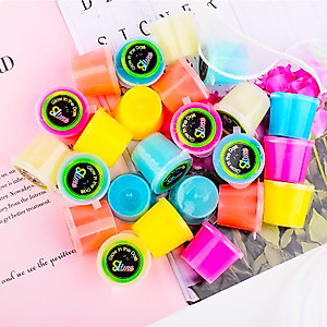 24 Pack Glow in The Dark Slime, with Pink, Blue, Light Blue, Orange and Yellow for etc, Super Soft and Non Sticky Stress Relief Toy, for Kids Party Favors, School Education and Birthday Gift