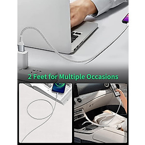 2 FT iPhone Charging Cable (3Pack, Braided) USB A to Lightning Cable 2FT iPhone Charger Cord for Car 2 Foot Short Lightning Cable for Apple iPhone 14 13 12 11 Pro Max Mini 10 8 7 Plus XR XS, AirPods