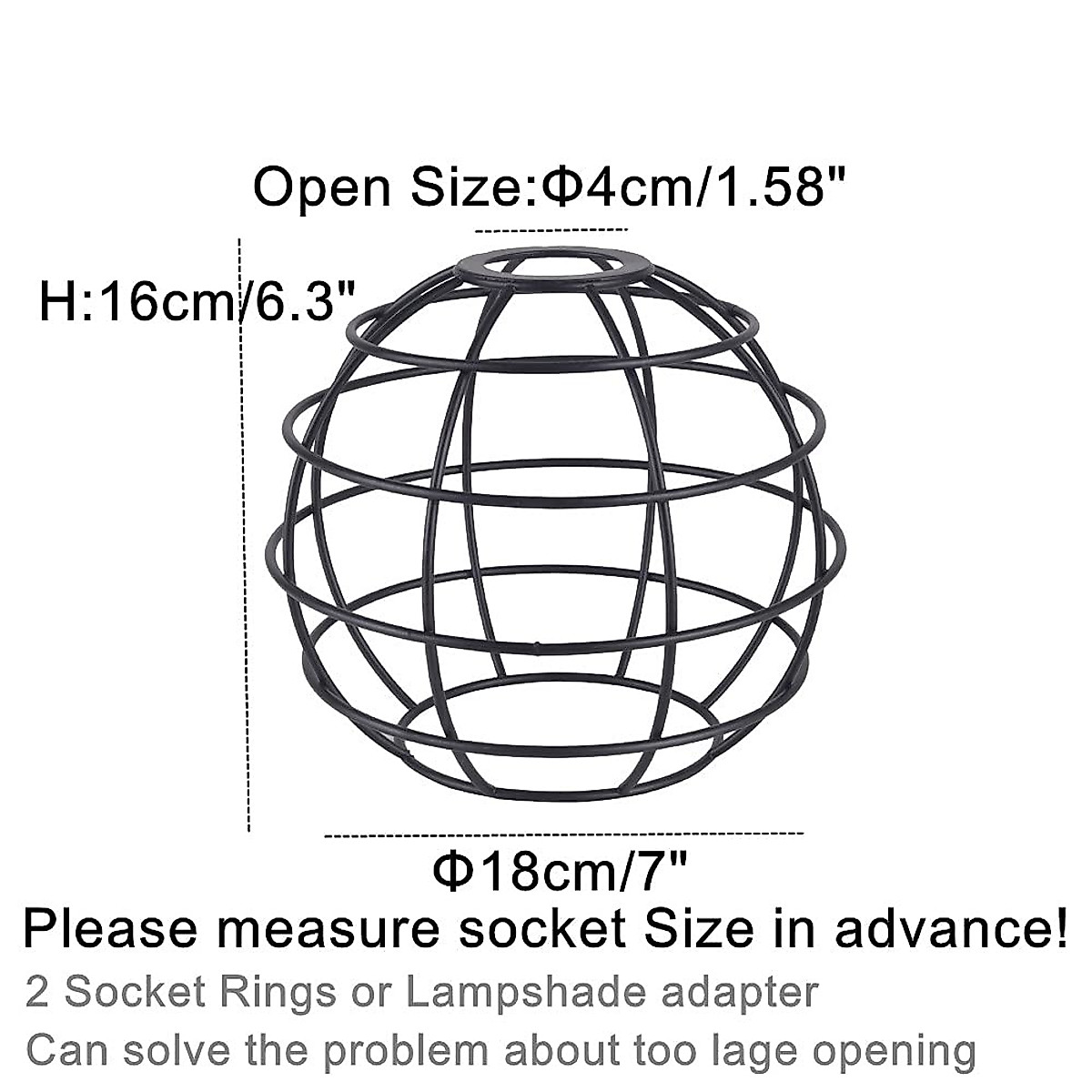 EFINEHOME Set of 2 Industrial Vintage Rustic Bulb Covers| DIY Farmhouse Metal Wire Cage for Hanging Pendant Lighting | Light Fixture Lamp Guard| Lampshade Replacement Accessories (Globe)