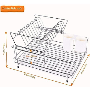 Plate Rack Draining Dish Rack Dish Drying Rack 2 Tier Dish Rack With Drainboard, Dish Drainer With Utensil Holder And Cup Holder Pan Plate Holder