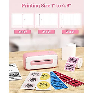 Pink Label Printer - Thermal Label Printer for Shipping Packages & Small Busines, Shipping Label Printer, Thermal Printer Compatible with Amazon Shopify Etsy Ebay FedEx USPS