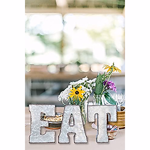 Zoreal Galvanized EAT Sign Rustic Metal Letters Free Standing Decorative Sign Wall Decor