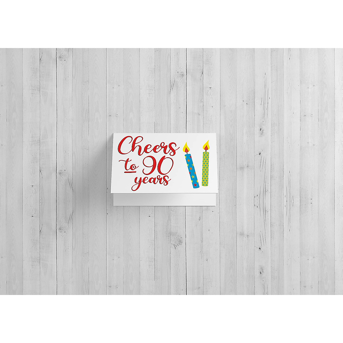 Red Door Inspirations Cheers to 90 Years 90th Birthday Card, Includes Single Card & Envelope