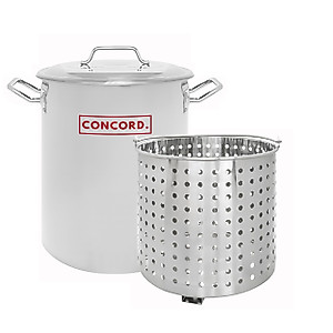CONCORD Stainless Steel Stock Pot w/Steamer Basket. Cookware great for boiling and steaming (24 Quart)