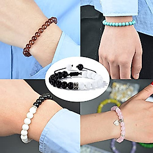 JIYIEW 8mm Glass Beads for Jewelry Making,24 Color DIY Crystal Gemstone Loose Beads Bracelet Neacklace Making Kit Round Spacers Stone Turquoise Beads Charms for Adults Jewelry Making Supplies