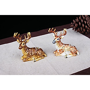 Deer Trinket Box Metal Deer Fawn Jeweled Enamel Trinket Box Christmas Decor Deer Gift (Crystals)