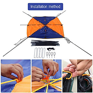Boat Sun Shade Shelter, 2-4 Persons Quality Lightweight Folding Inflatables Boat Awning Top Cover Fishing Tent with D-Shape Buckles for Camping Fishing (4 Persons)