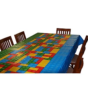 Party Ninja Extra Large Brick-Style Birthday Party Tablecloth (108" x 54") - Indoor or Outdoor Use - Disposable Brick Party Theme Table Cover - Birthday Party Supplies Made from Recycled Materials