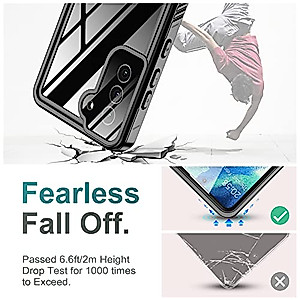 Temdan Samsung Galaxy S21 FE Waterproof Case, Slim Fit, Heavy Duty Protection, 6.4-inch Screen Protector - Black