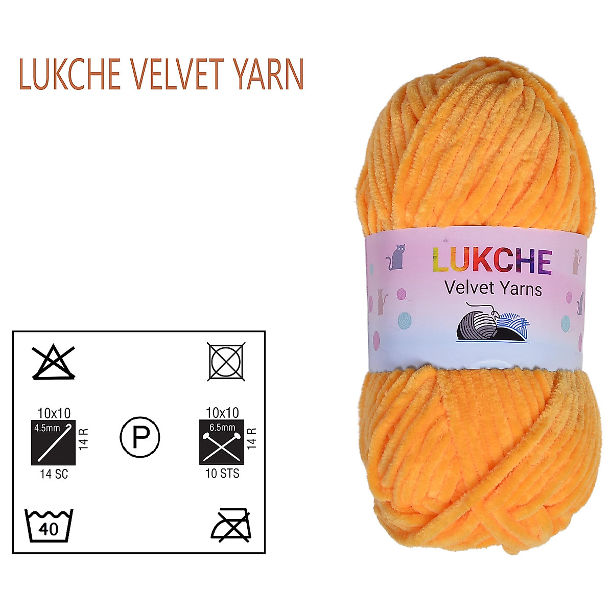 Lukche Super Soft Velvet Chenille Blanket Amigurumi Crochet Baby Blanket Knitting Yarn Super Bulky 3x100 gr (3x132 yds) Including Foldable Scissors (Mustard)