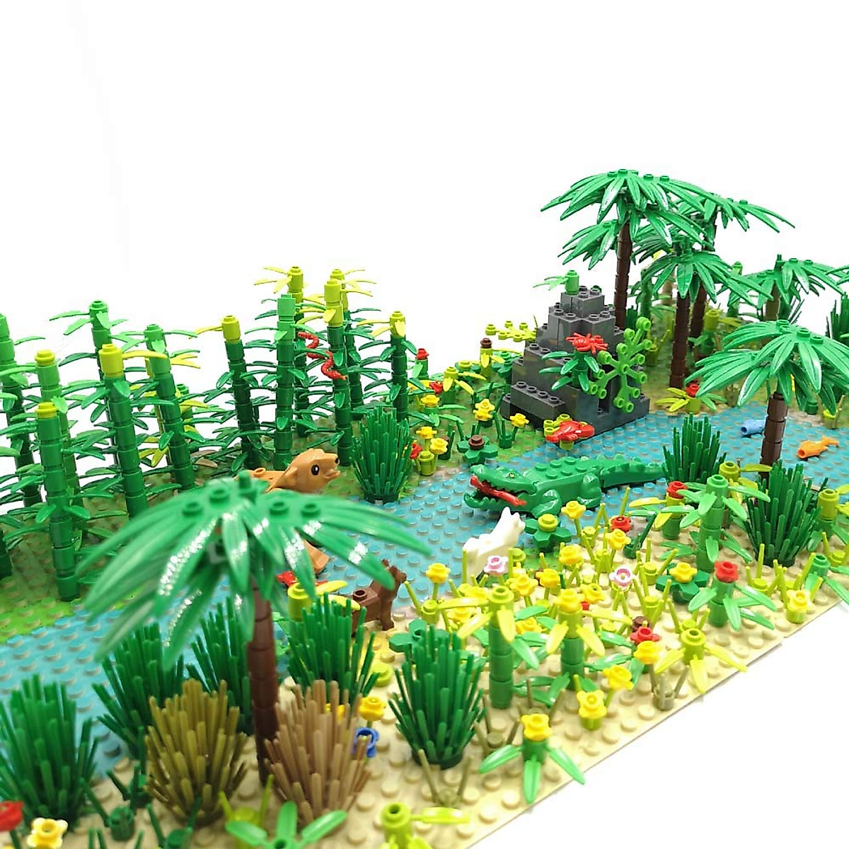 Forest Garden Building Sets Parts,Plants Trees Flowers Scenery Accessories Animals Building Bricks Toy Set for Boys Girls Kids 6+ Gifts(2 Pieces 10" Base Plates)