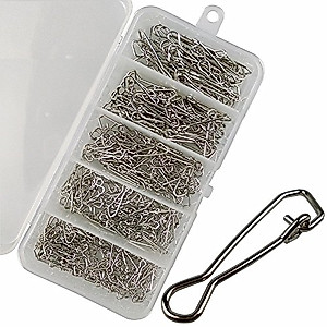 HiUmi 260pcs/box Hooked Snaps Stainless Steel Sea Fishing Tackle Hook Lure Connector Fishing Swivel Safety Snap Pin Pesca