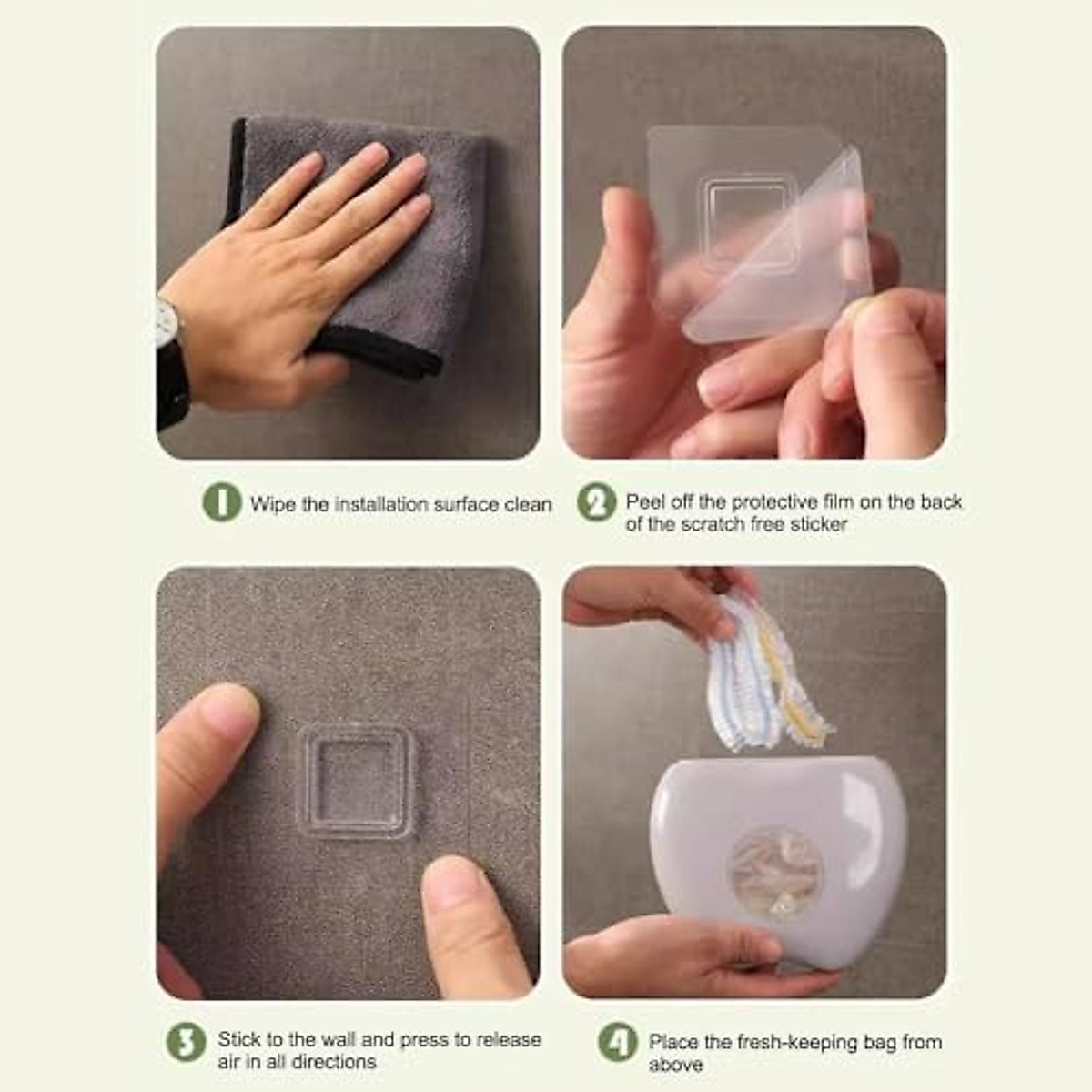 Plastic Wrap Storage Box, plastic wrap storage box dispenser，Plastic Food Wrap Bag Storage Organizer for Fresh Keeping Bag，Multifunctional Wall-Mounted Kitchen Organizer for Fresh Keeping Bag