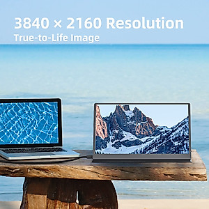 Portable Monitor 4K - 15.6inch UHD 3840×2160 100% sRGB USB-C Mini HDMI External Second Monitor Portable IPS Screen Computer Display with Speakers for Laptop MacBook Switch PS5/4 Xbox