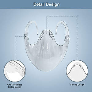 2PCS Transparent Face Shield, Lightweight Anti-Fog Clear Face Mask, Durable Breathable Clear Face Shield, Plastic Reusable Protective Face Mask for Men and Women