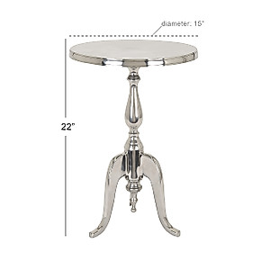 Deco 79 Traditional Aluminum Round Accent Table, 15" x 15" x 22", Silver