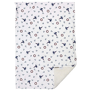 Brandream Baby Crib Bedding Set for Boys Coastal Ocean Anchor Nautical Boys Nursery Bedding Set with 2 Packs Crib Sheets, White & Navy Blue, 4 Pieces Sail Away Theme