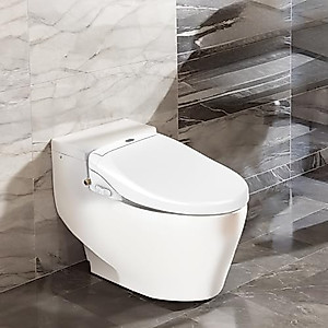 Smart Bidet Toilet Seat with Heated Seat, Electronic Bidet Seat with Wireless Remote/Side Panel/Various Washing Settings/Warm Water/Air Dryer and Nightlight