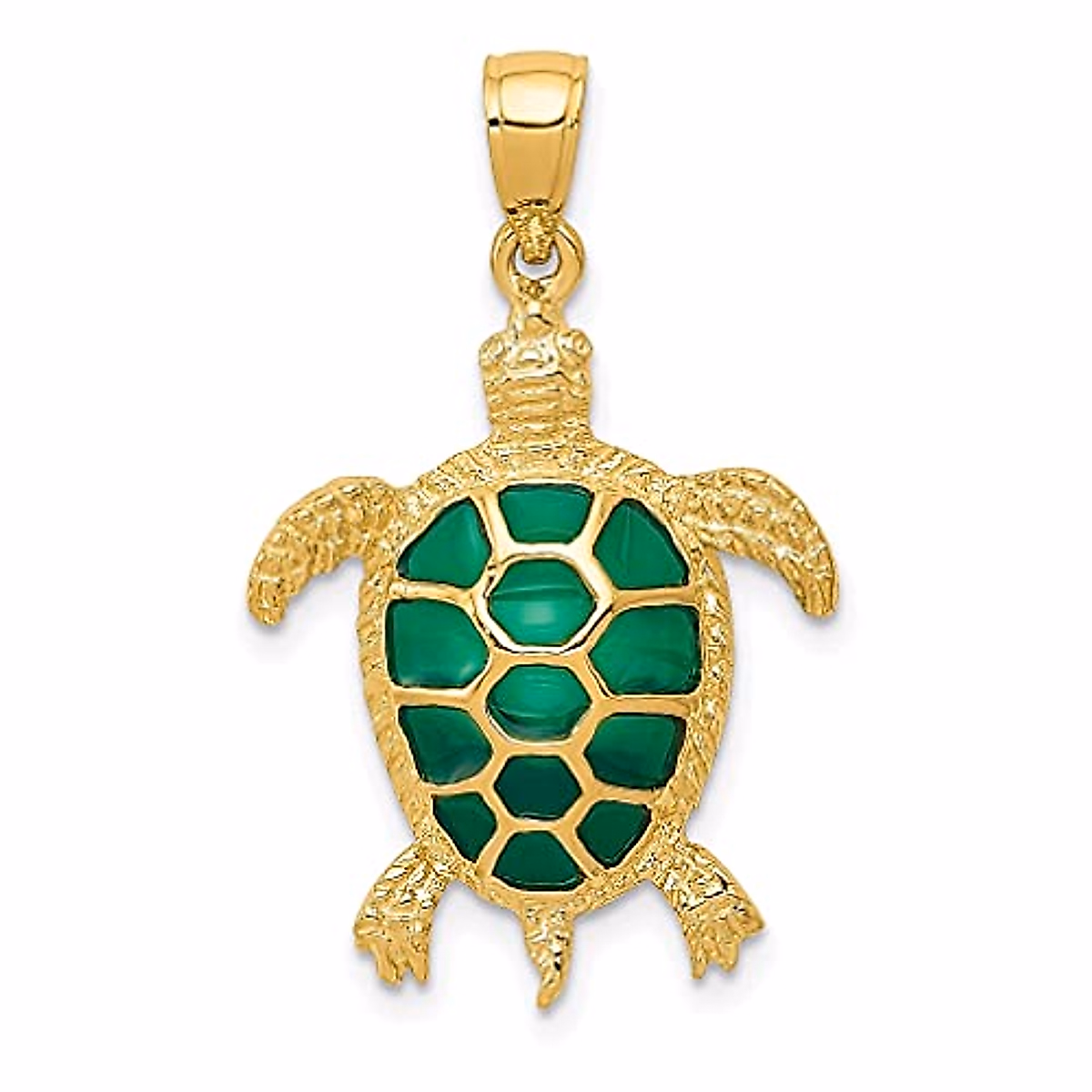 IceCarats 14K Yellow Gold Green Sea Turtle Necklace Charm Pendant 30mm x 18mm Only