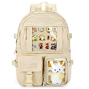 STEAMEDBUN Kawaii Backpack Cute Aesthetic Backpack for Girls,Ita Backpack with Inserts for School (without pins)